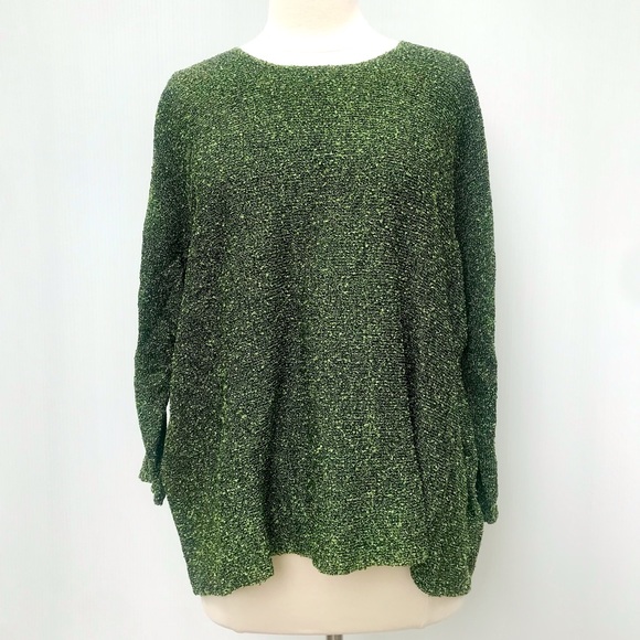 Vintage | Sweaters | Vintage 8s Helen Hsu Green Black Nubby Textured ...